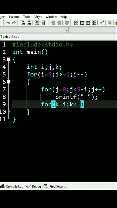 inverted full pyramid pattern in c programming language #shorts - YouTube
