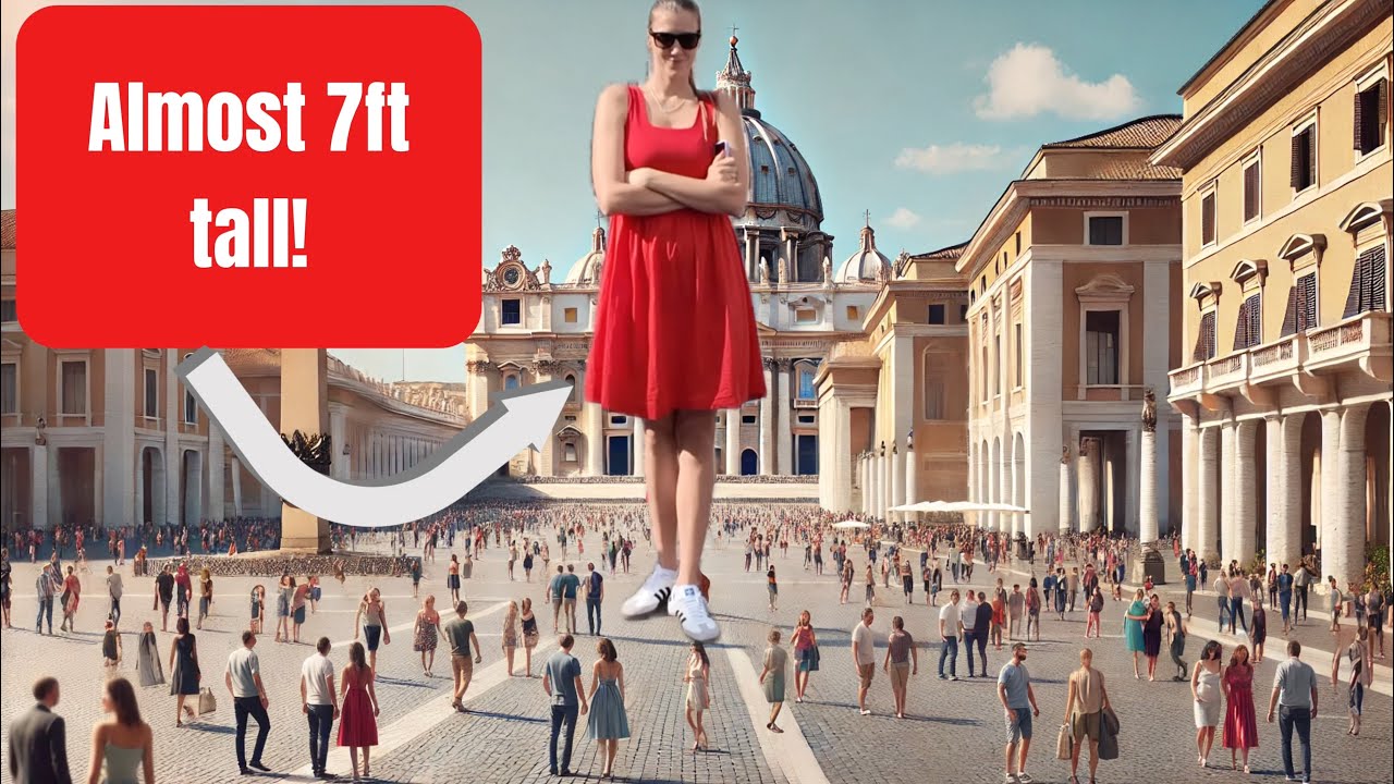 Reactions to an almost 7ft tall woman in Vatican! - YouTube