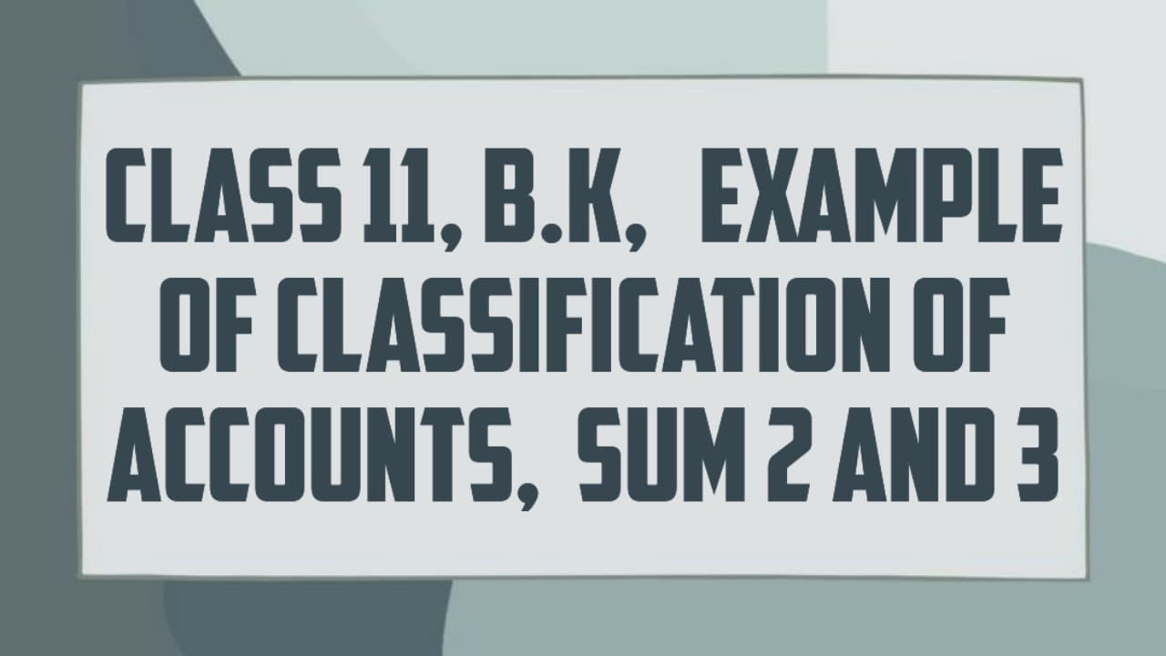 CLASS 11, BK, EXAMPLES OF CLASSIFICATION OF ACCOUNTS, SUM 2 AND 3 - YouTube