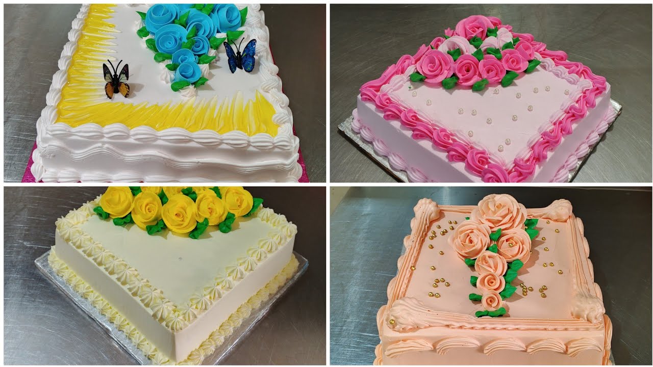 New score cake designing multicolor flower - YouTube