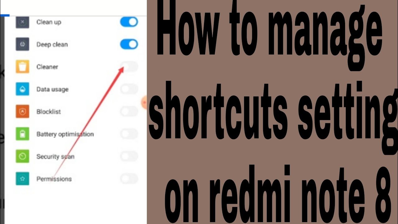 How to manage shortcuts setting on redmi note 8 - YouTube