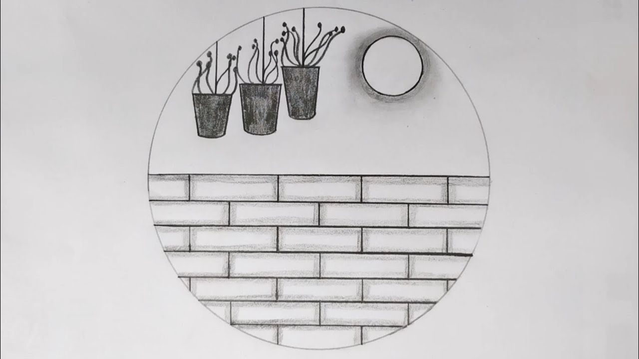 How To Draw Moonlight For Beginners || Circle Scenery Drawing Step By ...