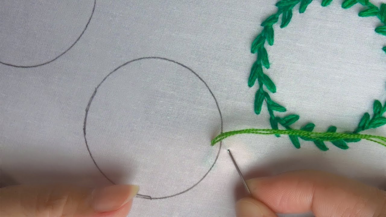 hand embroidery circle design stitches, fly stitch hand embroidery ...