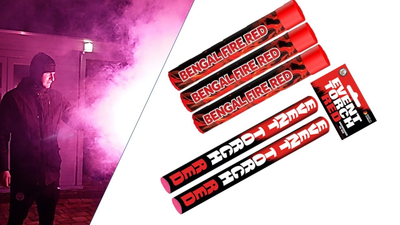 Bengal fire red & Event torch red {pyrotest #2} - YouTube