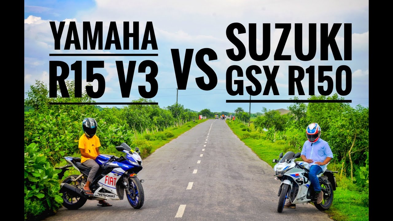 YAMAHA R15 V3 Vs SUZUKI GSX R150 | DRAG RACE | EPIC RACE | - YouTube