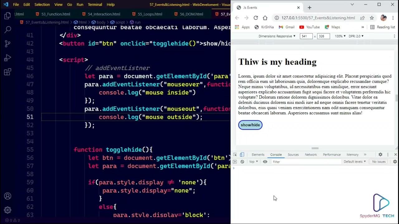 Javascript Mouseover And Mouseout Event Not Working Youtube