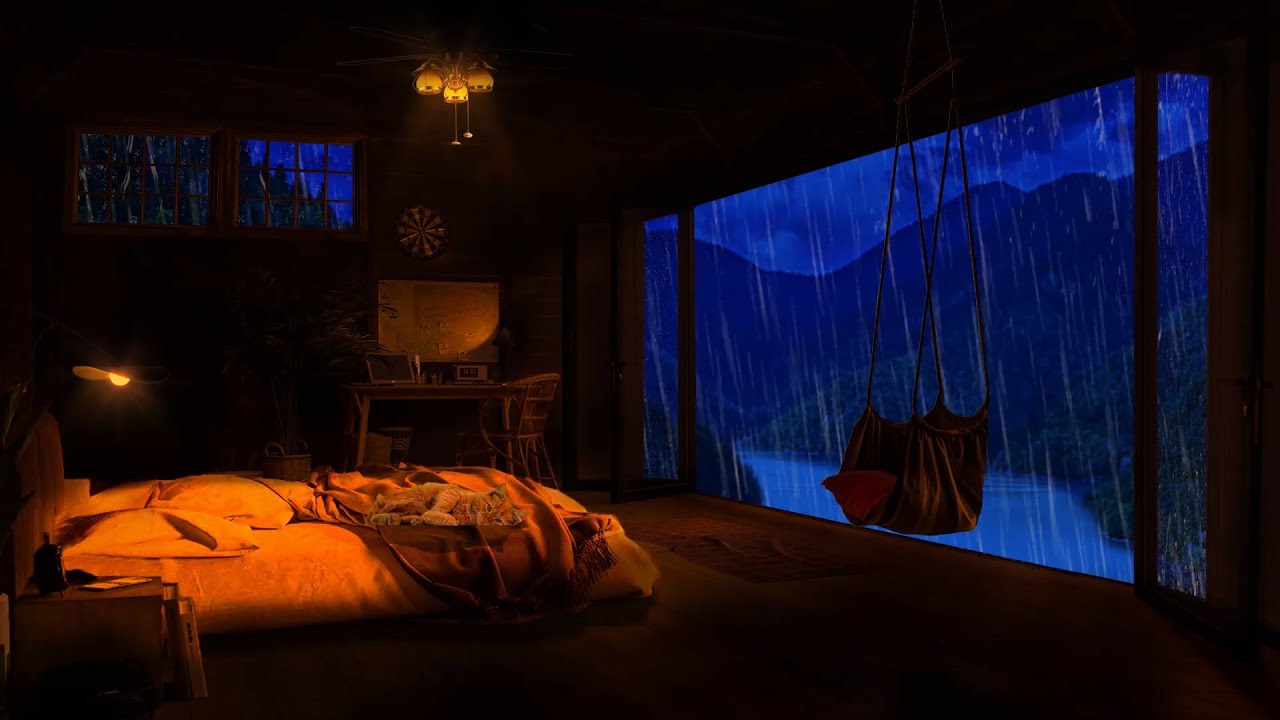 Cozy Room with Rain Sounds for Deep Sleeping | Raind and Thunder Sound ...
