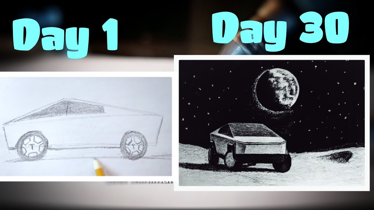 Day 1 to 30 Drawing a Cybertruck - YouTube