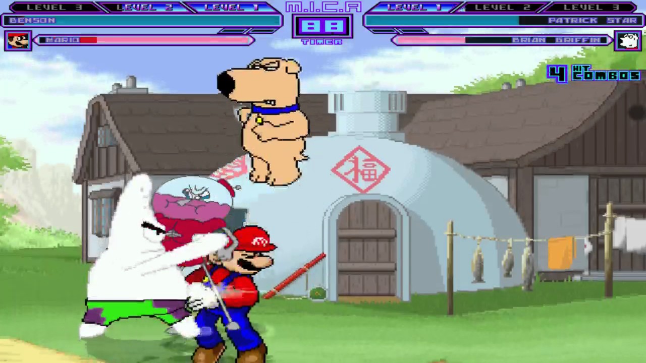 Mugen battle Benson and Mario vs Patrick and Brian - YouTube