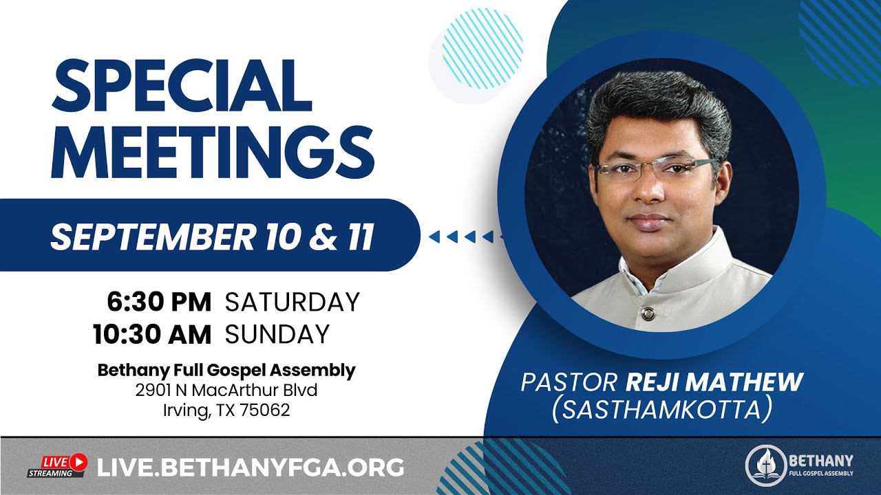 September 10th, 2022 - Saturday Evening - Pastor Reji Sasthamkotta ...