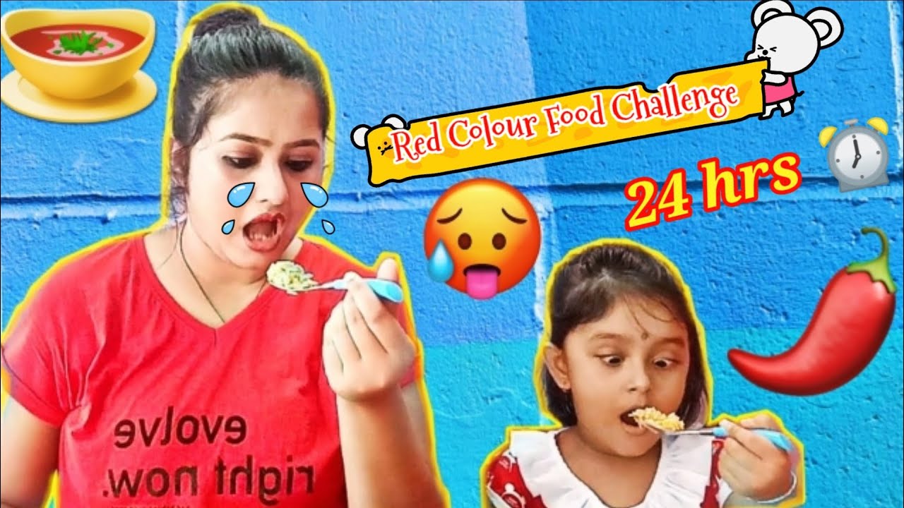We Ate SPICY RED Food🌶😵 | RED FOOD CHALLENGE for 24 Hours |🔥 আর আমার ...