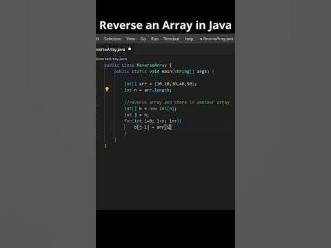Reverse an Array in Java | #java #shorts #programming - YouTube