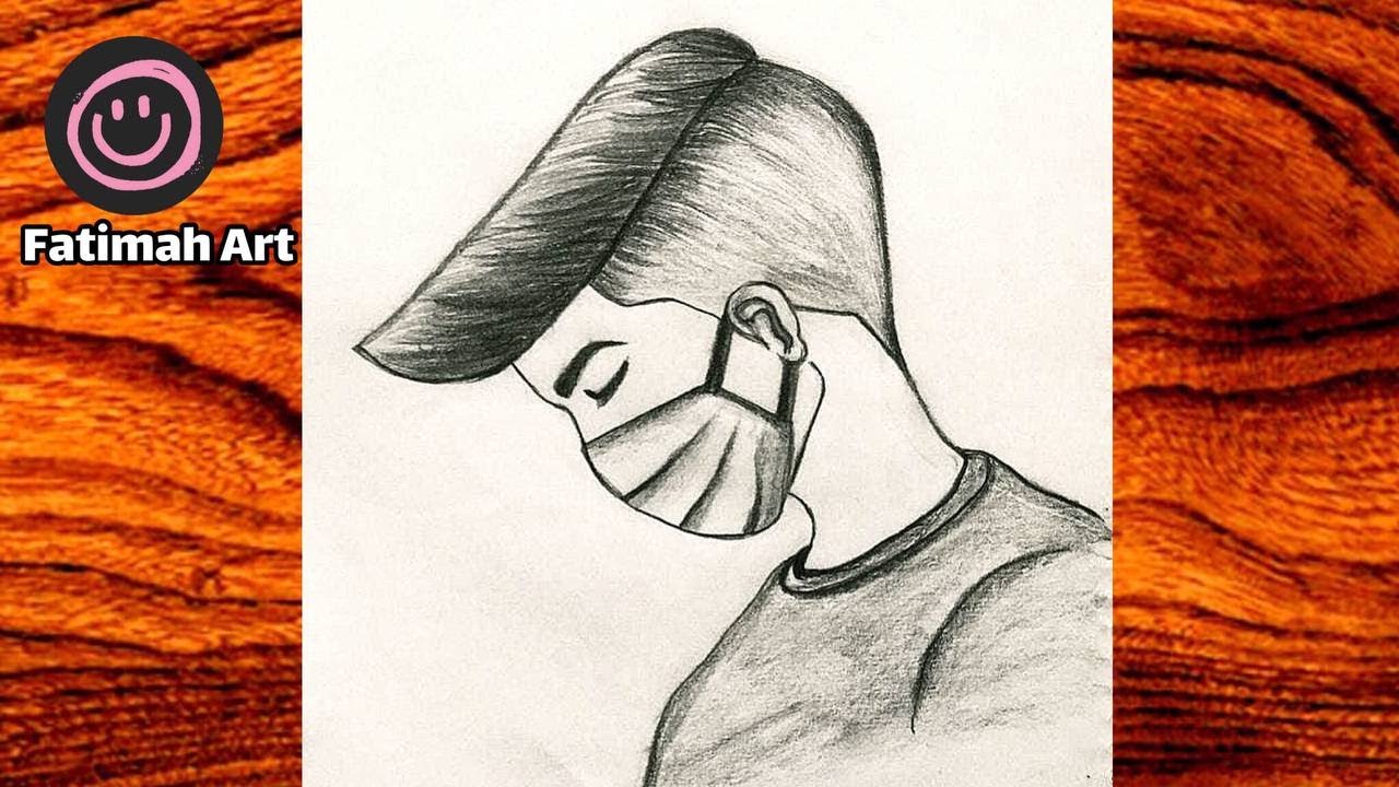 a boy with mask sketch for beginners / very easy pencil drawing / easy ...