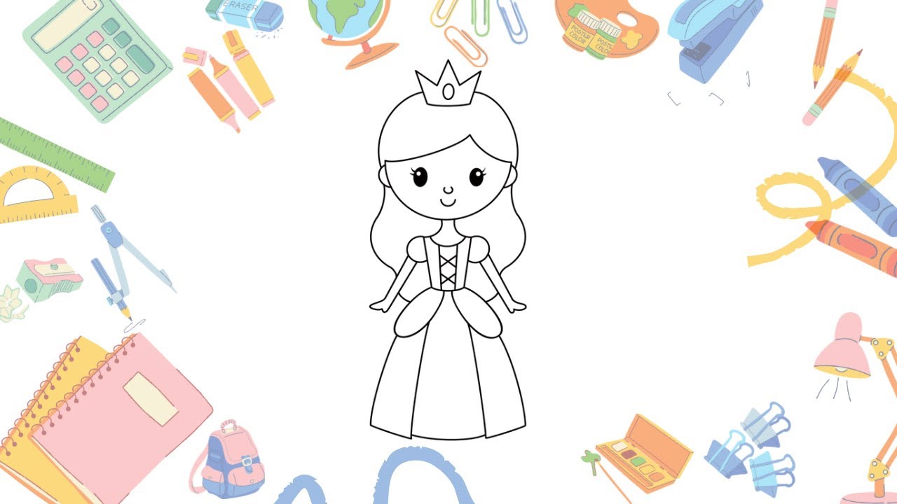 How To Draw A Beautiful Princess, Painting and Colouring for Kids - YouTube