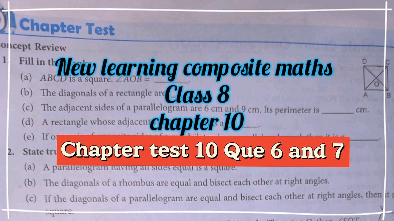 new learning composite maths class 8 chapter test 10 Que 6 and 7 ...