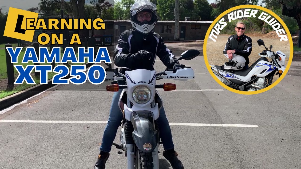 PERFECT LEARNER BIKE MRS RIDER GUIDER ON HER YAMAHA XT250 IN CAR PARK ...