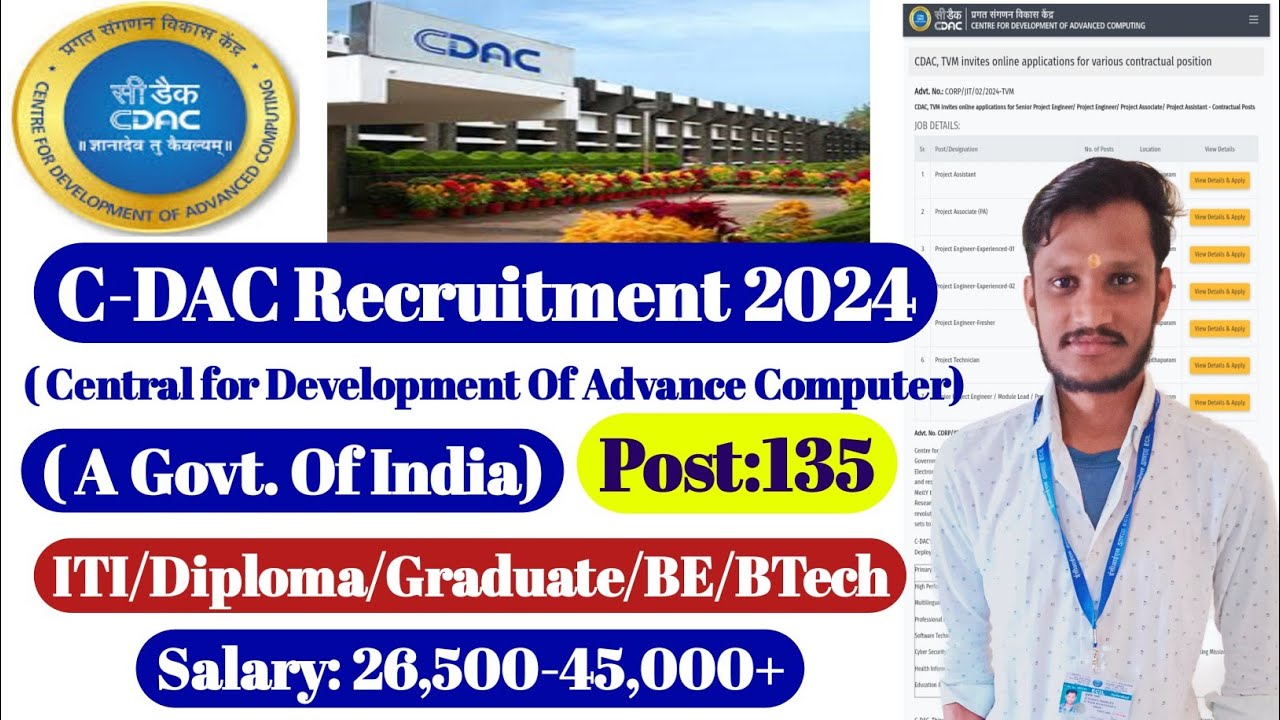 C-DAC Recruitment 2024 | Post -136 | Technician/Engineer | cdac New ...