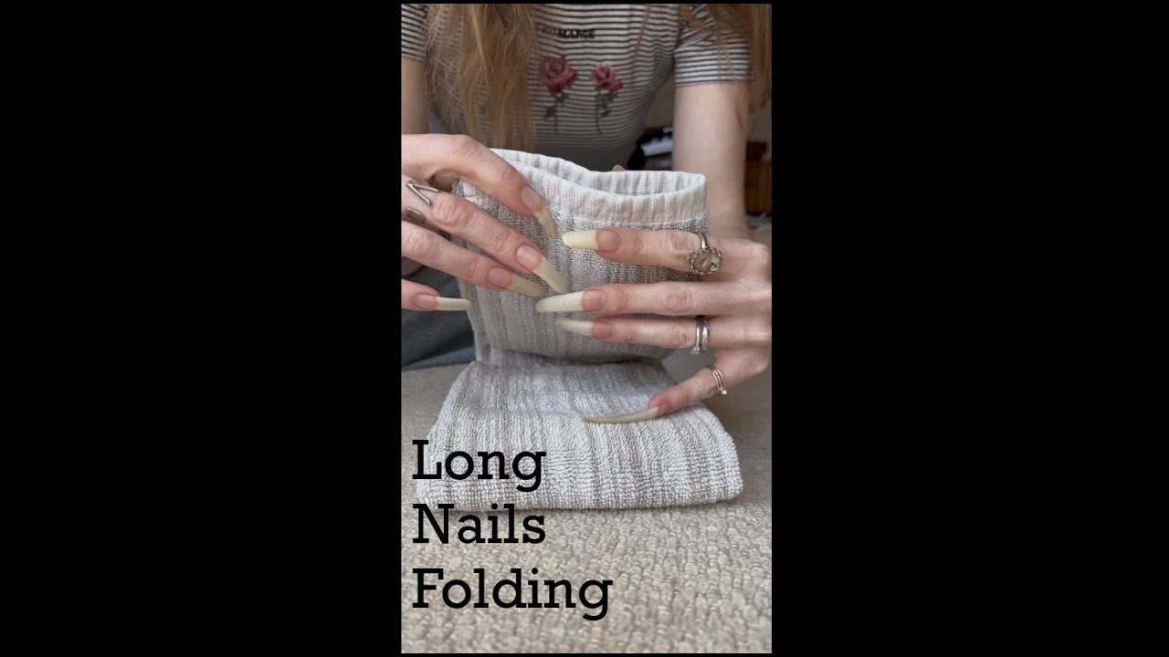 Folding Stuff With Long Natural Nails - ASMR - Towel Folding - Fabric ...