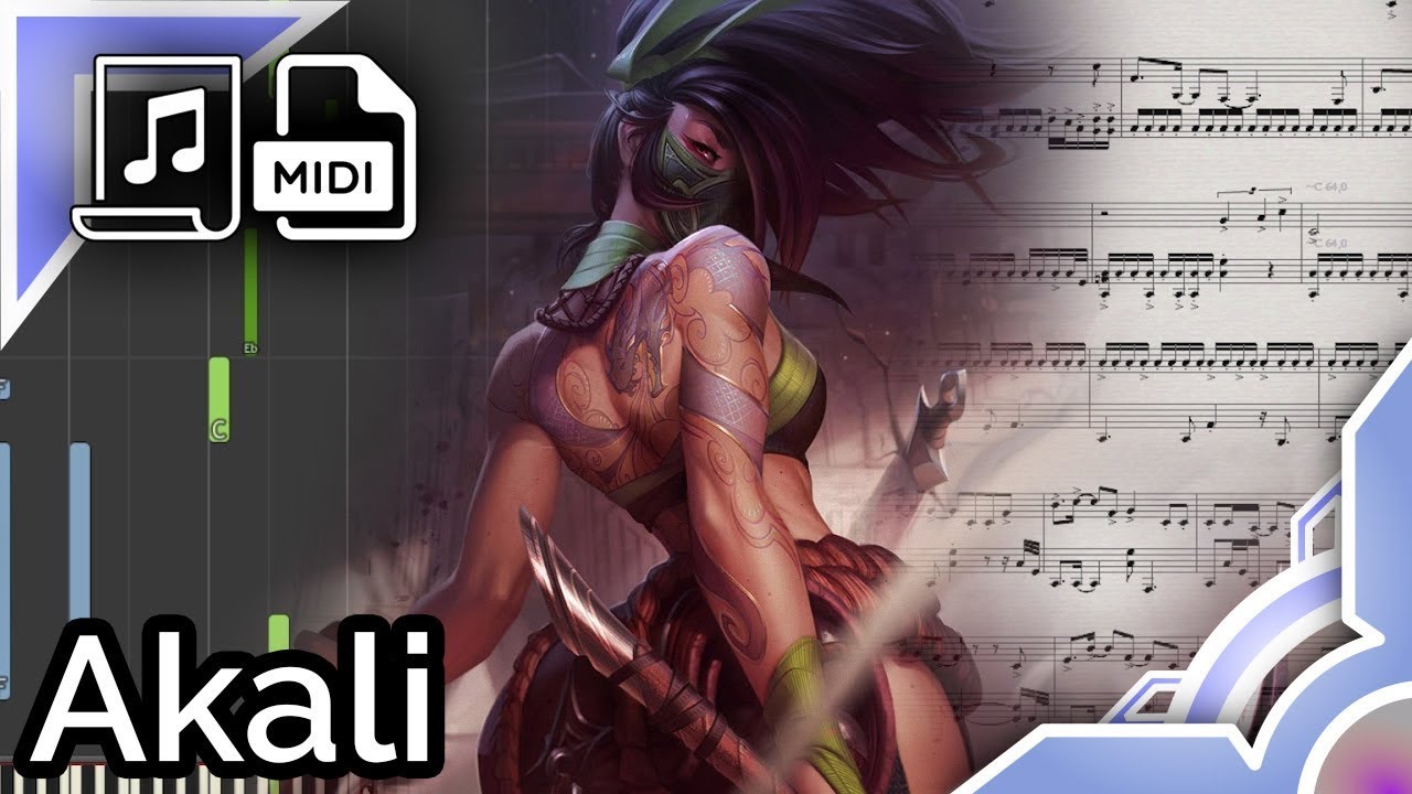Akali login theme - League of Legends (Synthesia Piano Tutorial) - YouTube