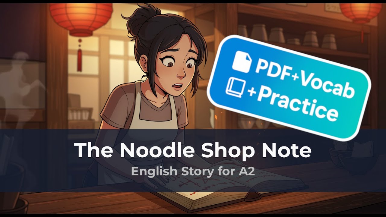 English Story (A2) - 🍜 The Noodle Shop Note | FREE PDF + Vocabulary ...