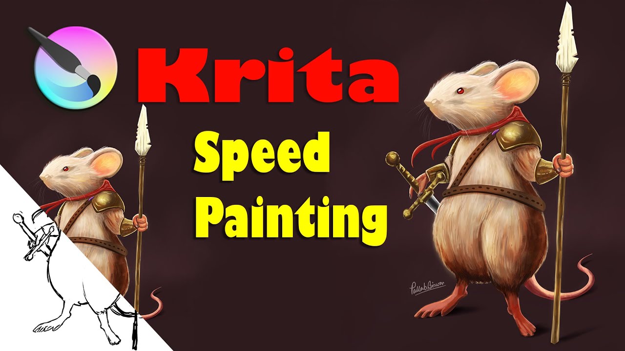 Krita digital illustration- Cute Rat warrior - Digital Painting - Speed ...