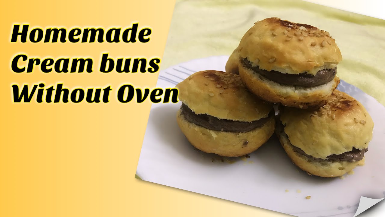 Mini Cream Buns without Oven ||cream buns recipe - YouTube