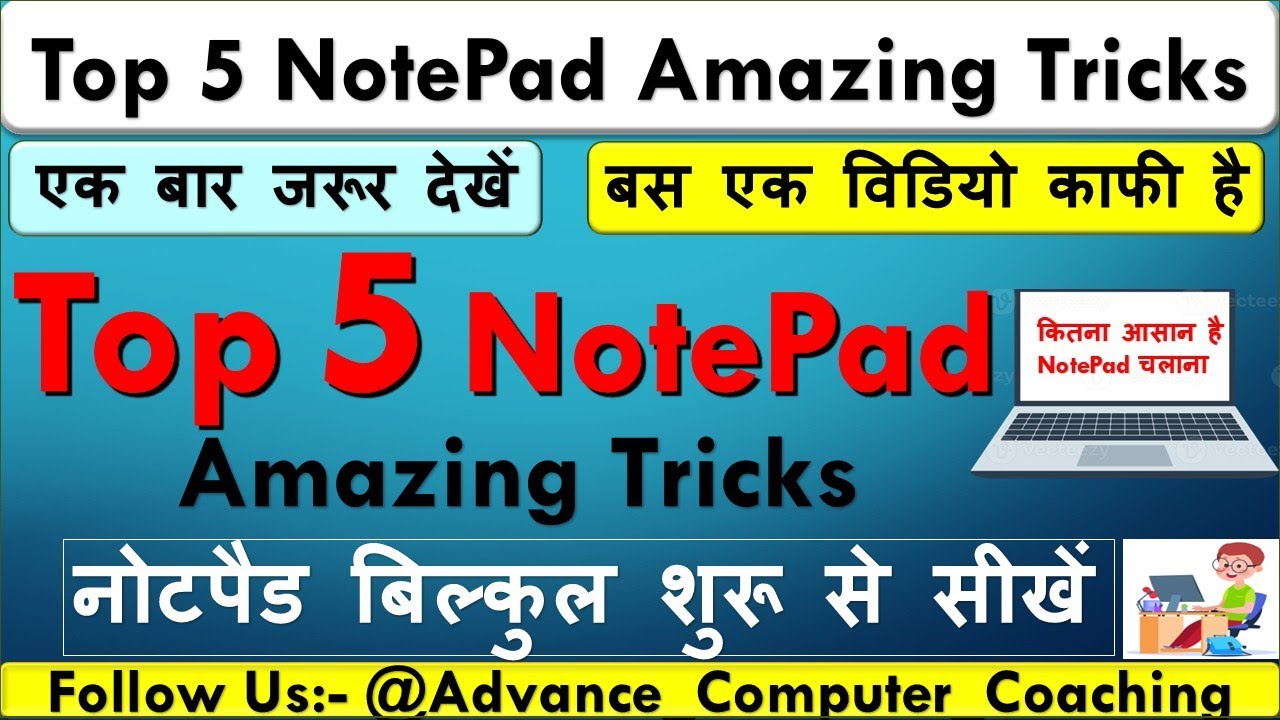 Top 5 Notepad Amazing tricks || Notepad Tutorial in hindi || Notepad ...