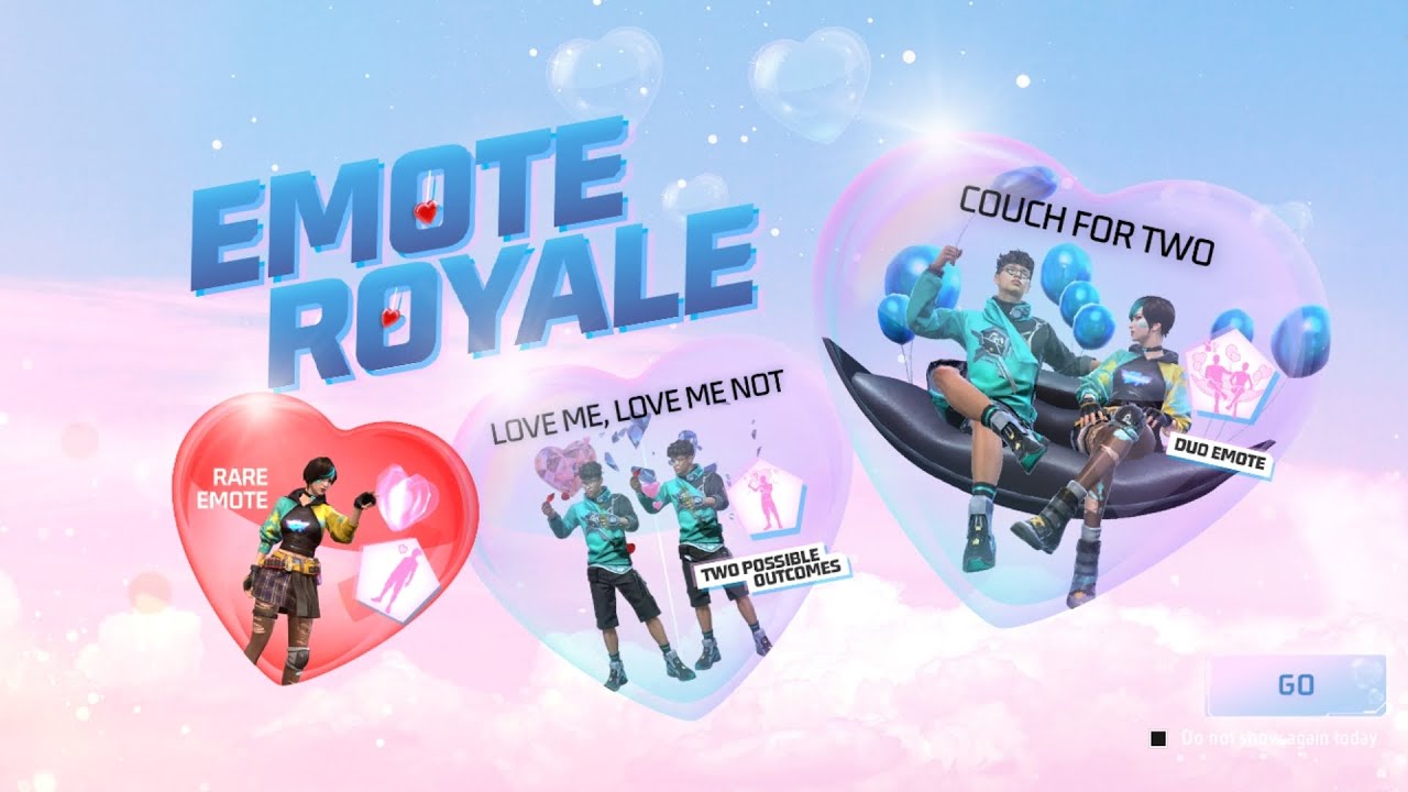EMOTE ROYALE COUCH FOR TWO & LOVE ME, LOVE ME NOT RARE EMOTE FF # ...
