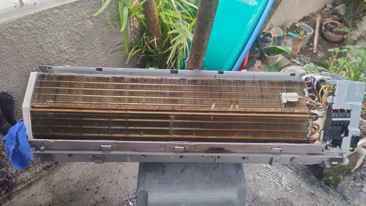 Condura Split Type Aircon Pulldown indoor unit for cleaning at Ciudad Grande Pasig City - YouTube