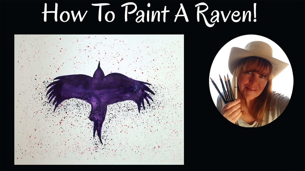How To Paint A Raven! Easy Splatter Watercolour Painting! (Real-Time ...
