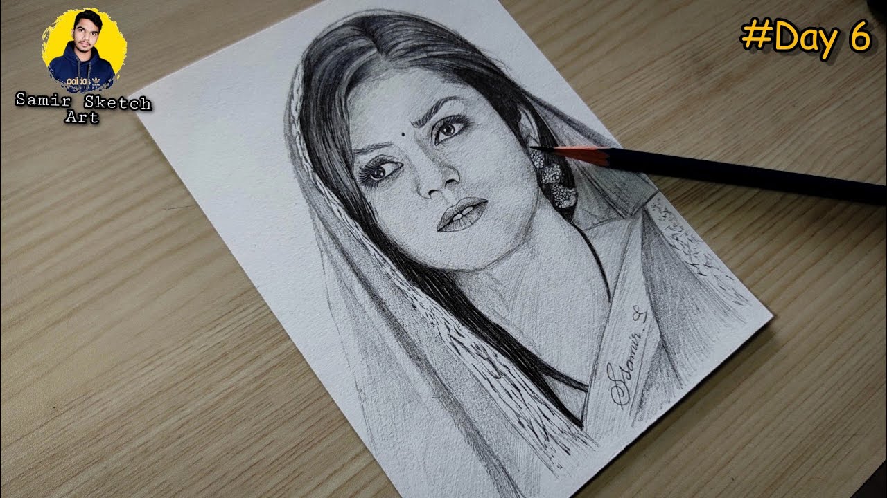 Drashti Dhami Drawing // Madhubala Drawing //Daily challenge DAY6 ...