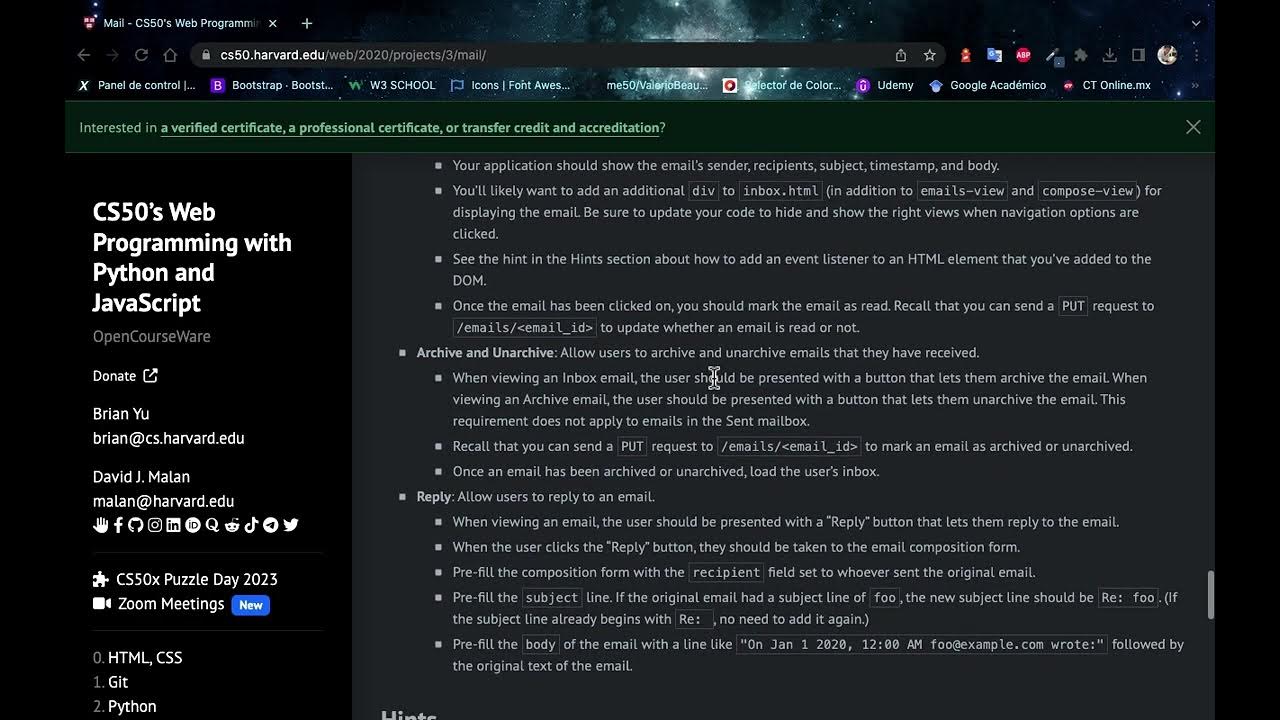 CS50w's Project 3: mail - YouTube