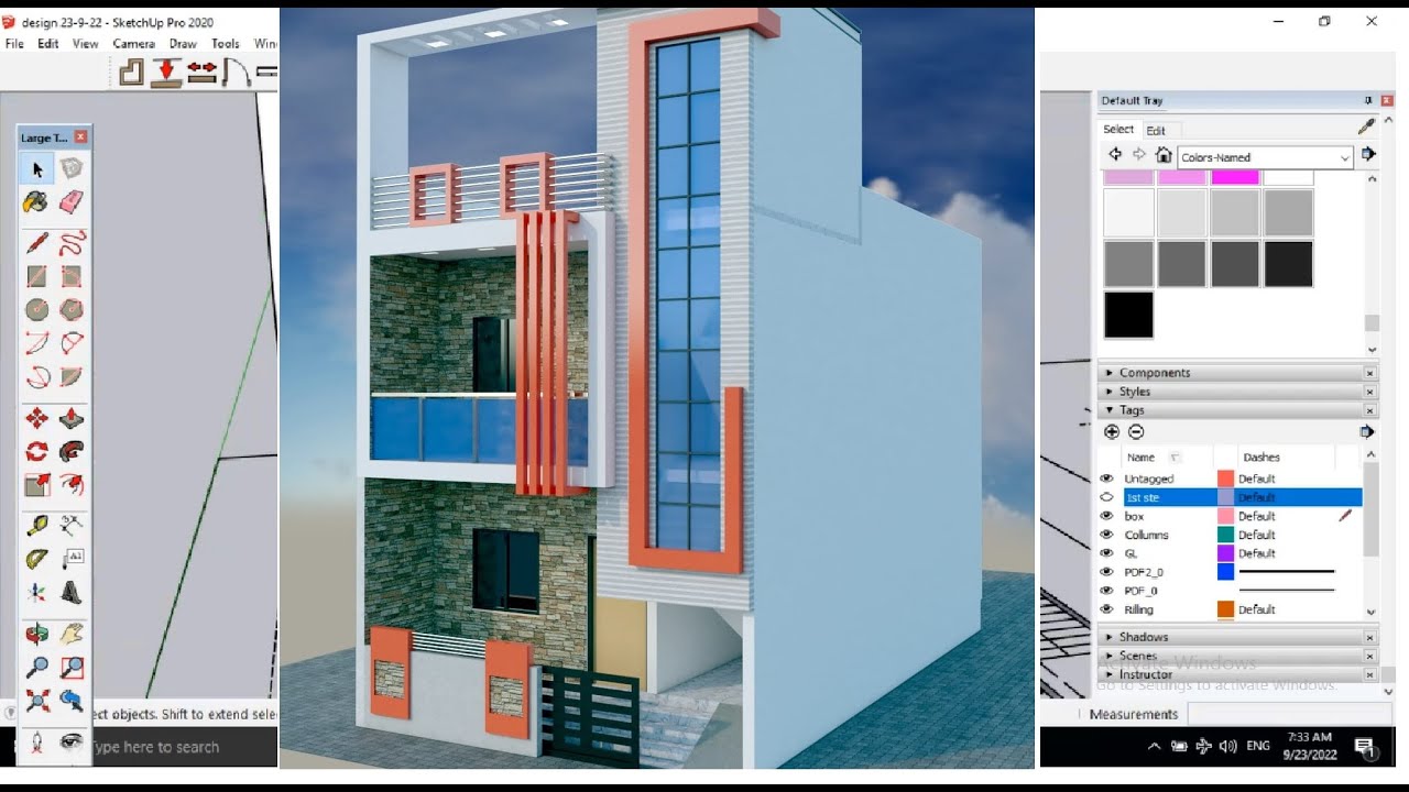 1BHK + 1st Floor Plan Design in Google Sketchup | Civil Engineers ...