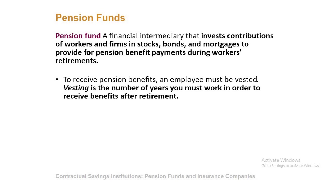 Contractual Savings Institutions: Pension Funds and Insurance Companies ...