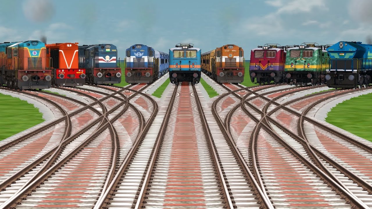 7+² REALISTIC TRAINS CROSSING ON CURVED RAILROAD TRACKS | train sim 3 ...