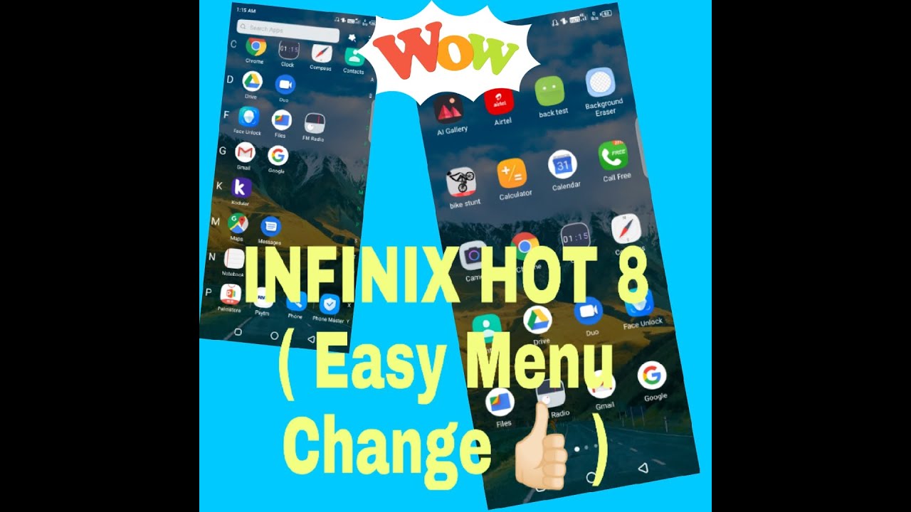 Infinix Hot 8 easy menu change - YouTube