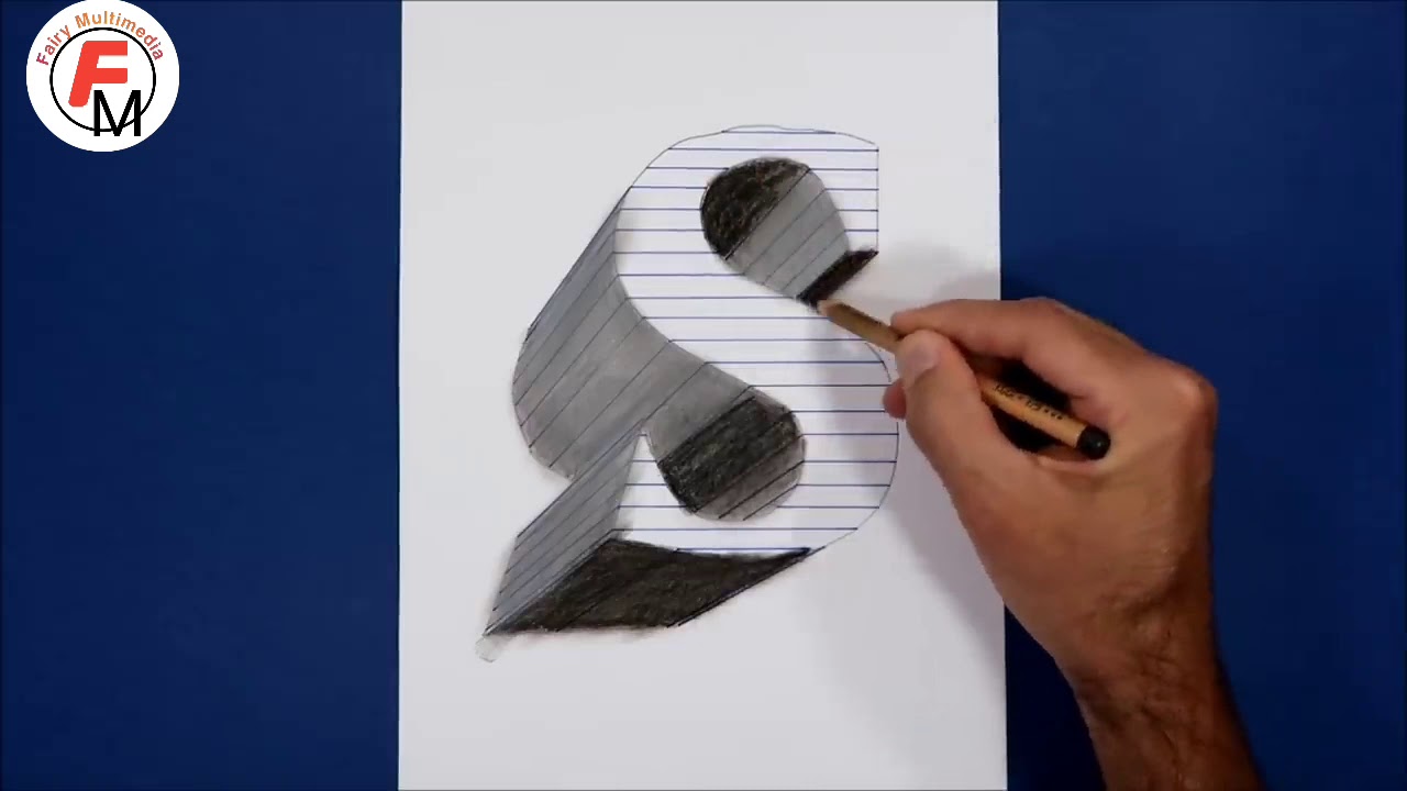 Drow a letter s on line paper 3d trick art. - YouTube