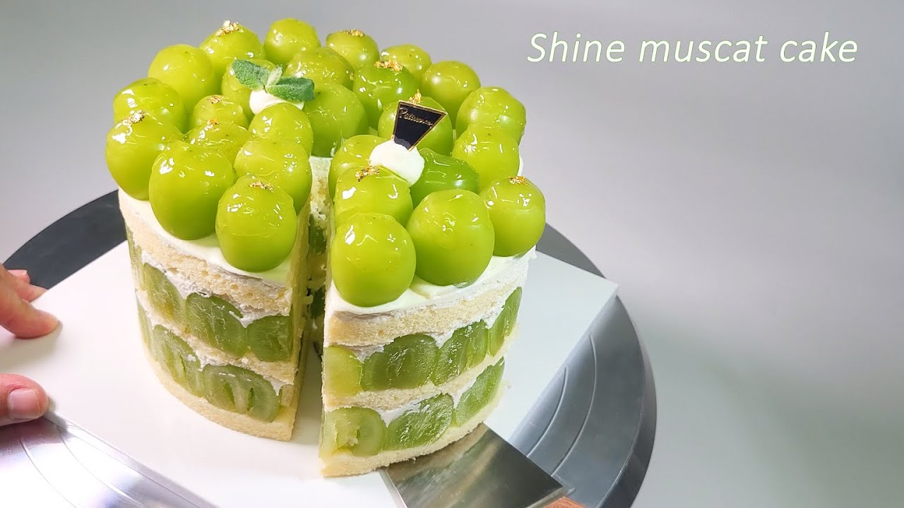 💚조선호텔st 샤인머스캣 케이크 만들기(꿀팁가득!)│Shine muscat cake recipe│홈베이킹 브이로그 ...
