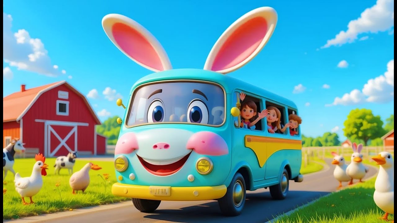 🐰 Wheels on the Rabbit Bus 🐰| Nursery Rhymes & Kids Songs | Brain ...