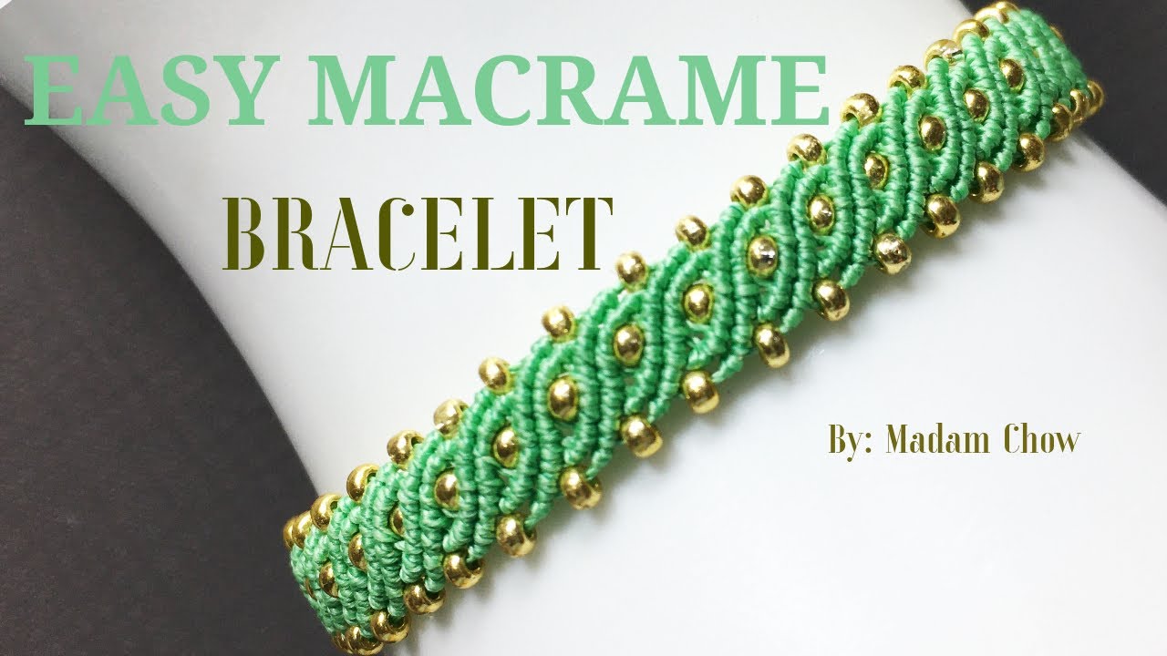How To Macrame Wave Bracelet With Micro Beads - YouTube