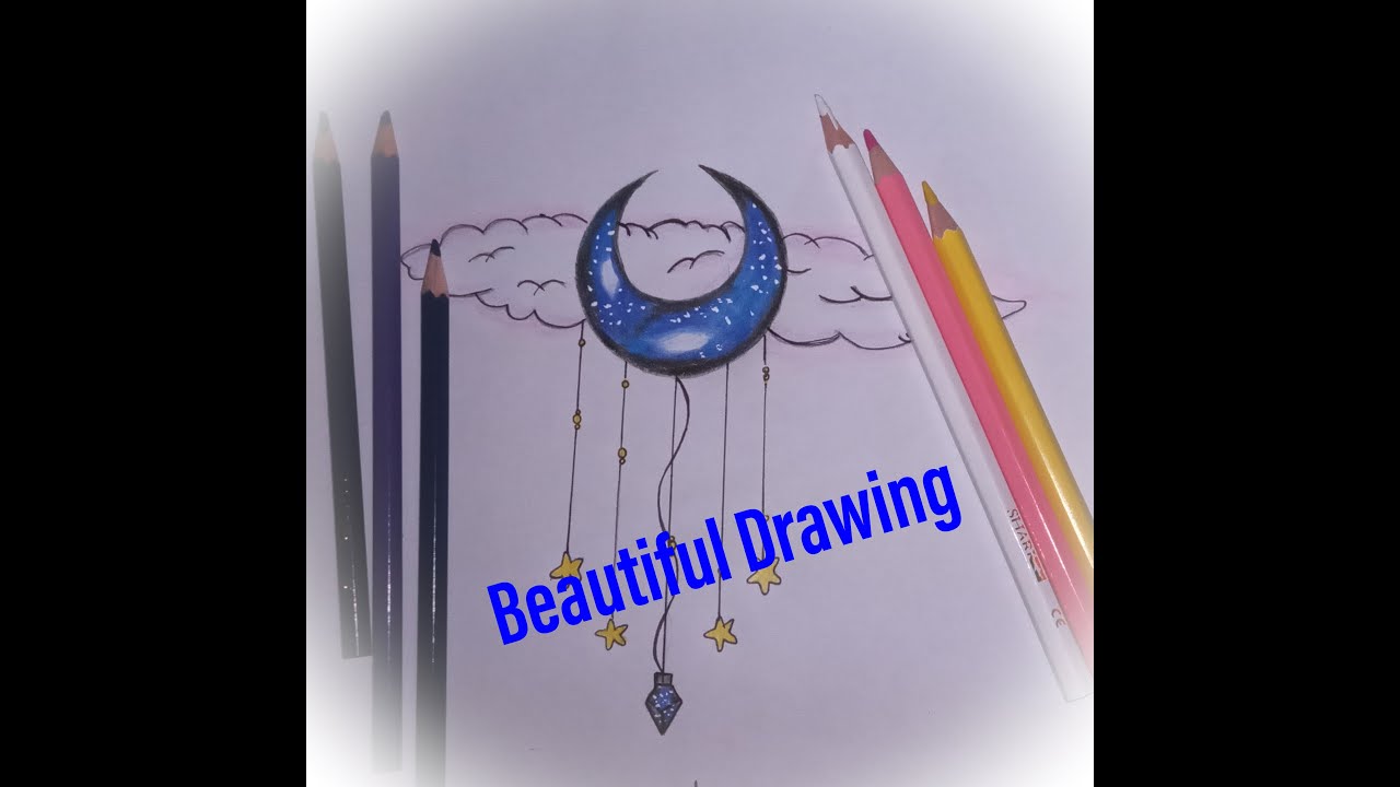 how to draw beautiful drawing with color pencils|moon scenery - YouTube