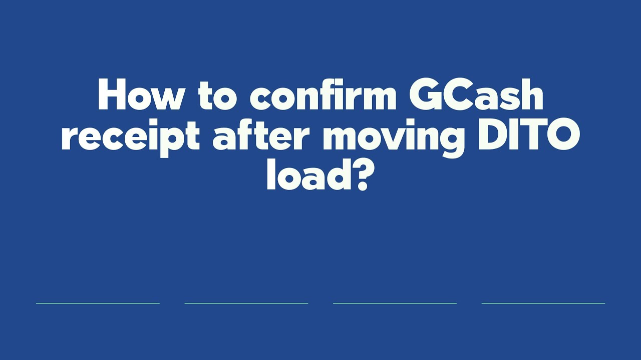 How to confirm GCash receipt after moving DITO load? - YouTube