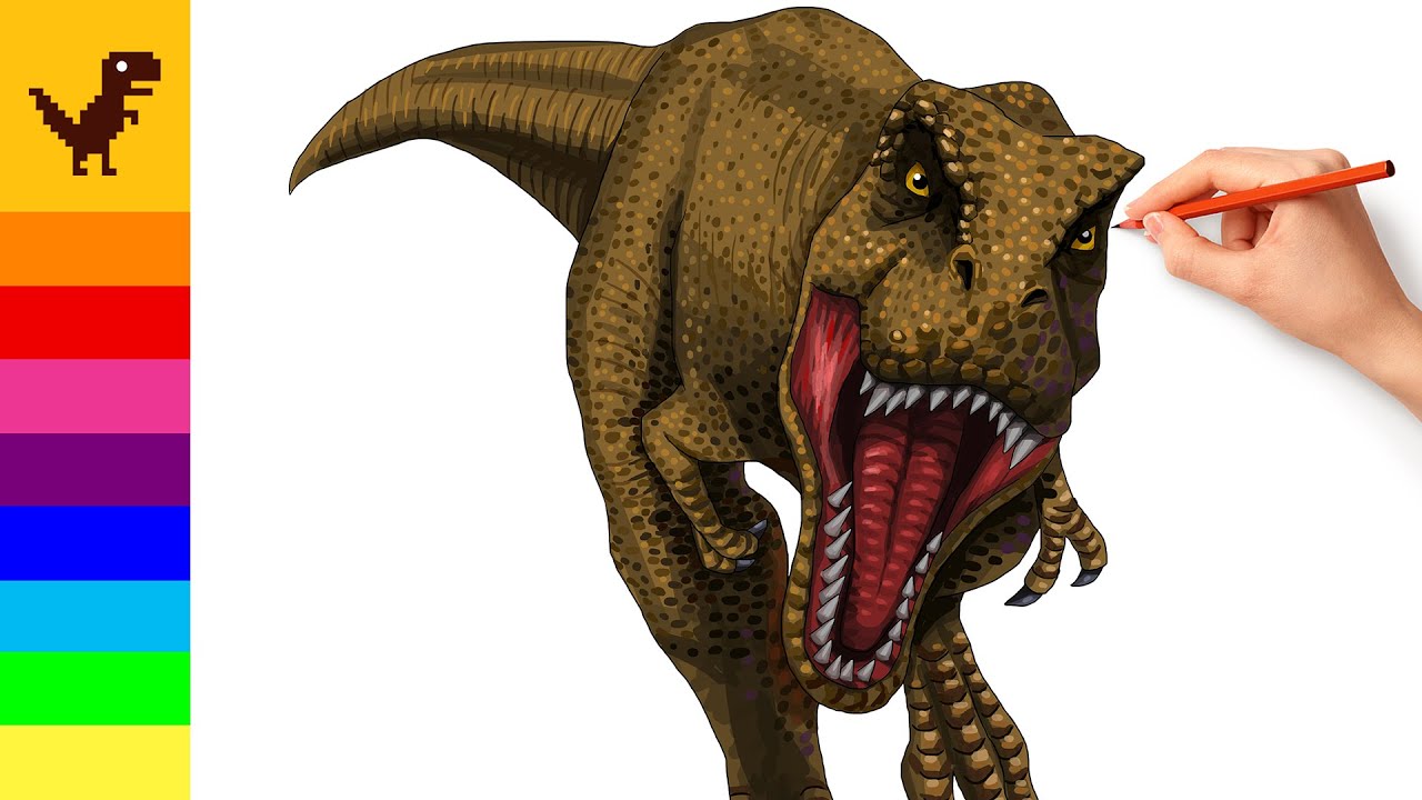 Roaring T-Rex Tyrannosaurus Rex Drawing and coloring Jurassic World ...