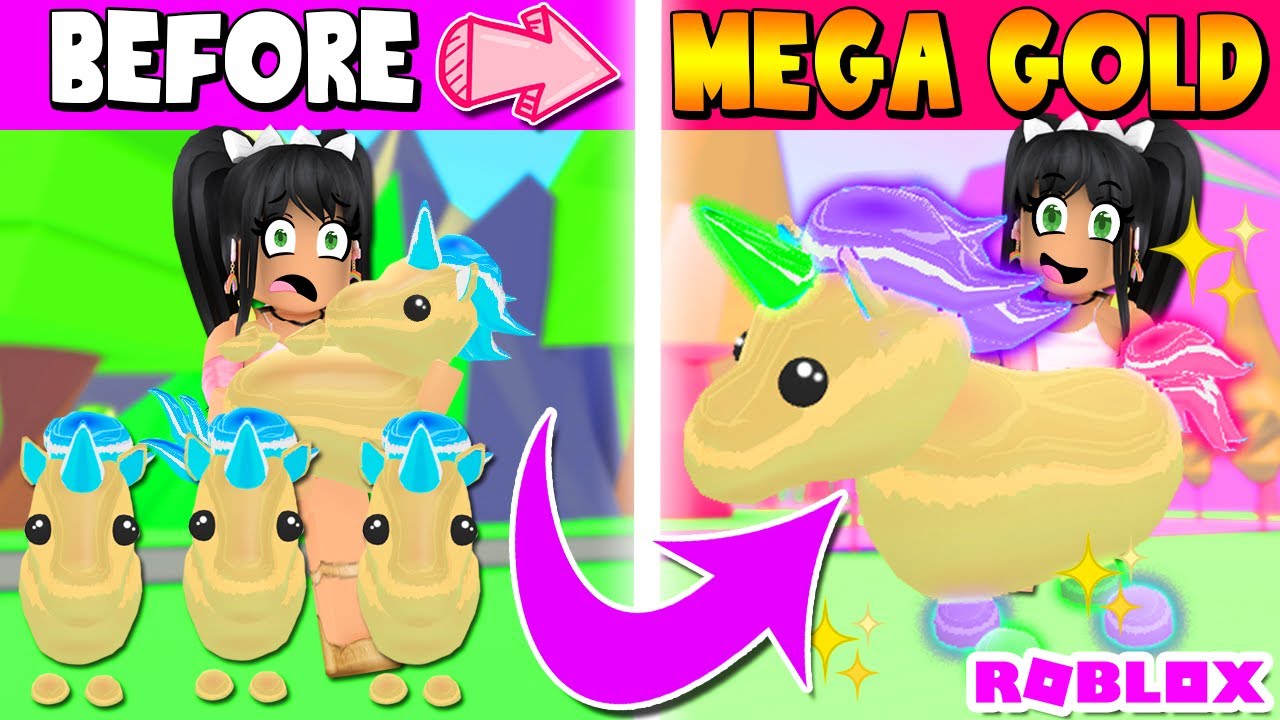 It's REAL!! *MEGA NEON* Gold UNICORN Transformation in ADOPT ME Roblox ...