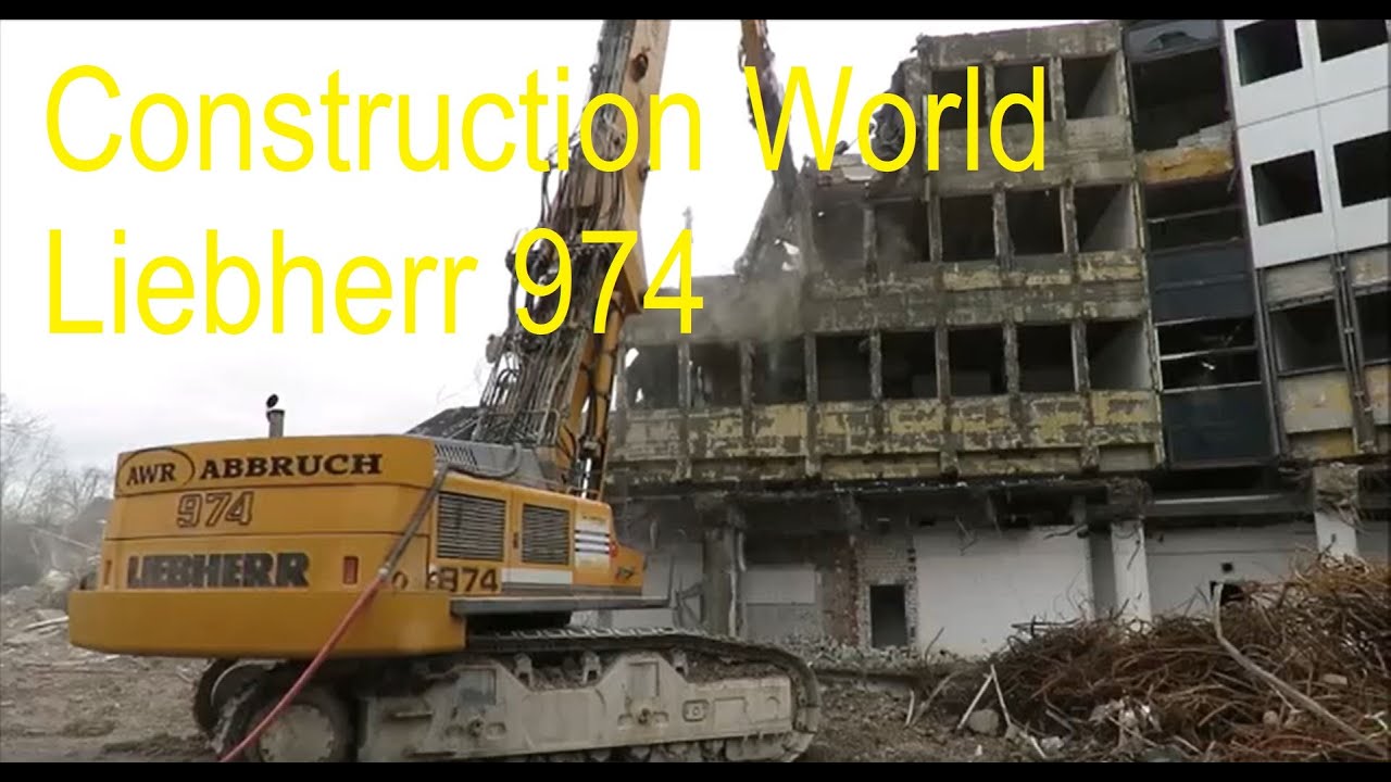 huge excavator Liebherr 974 demolition site - YouTube