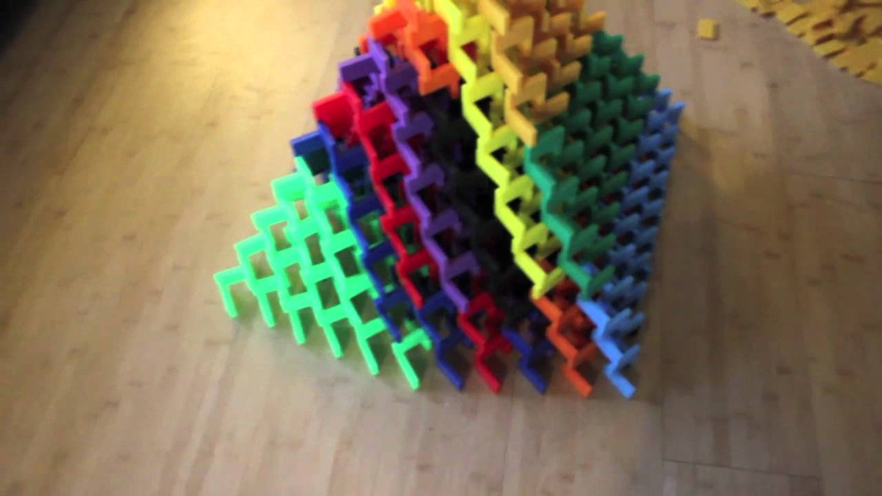 HUGE 11x11 3D Domino Pyramid,1000 dominoes MUST SEE, HD!!!!!!!! - YouTube
