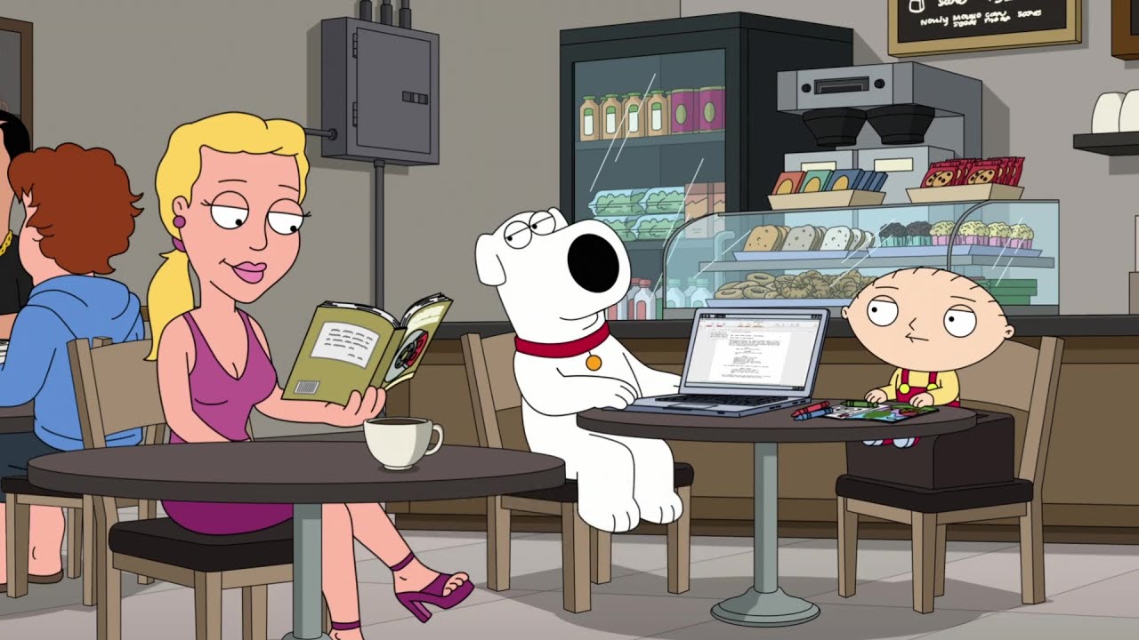Family Guy - Brian likes to write with extra large font in coffee shops ...