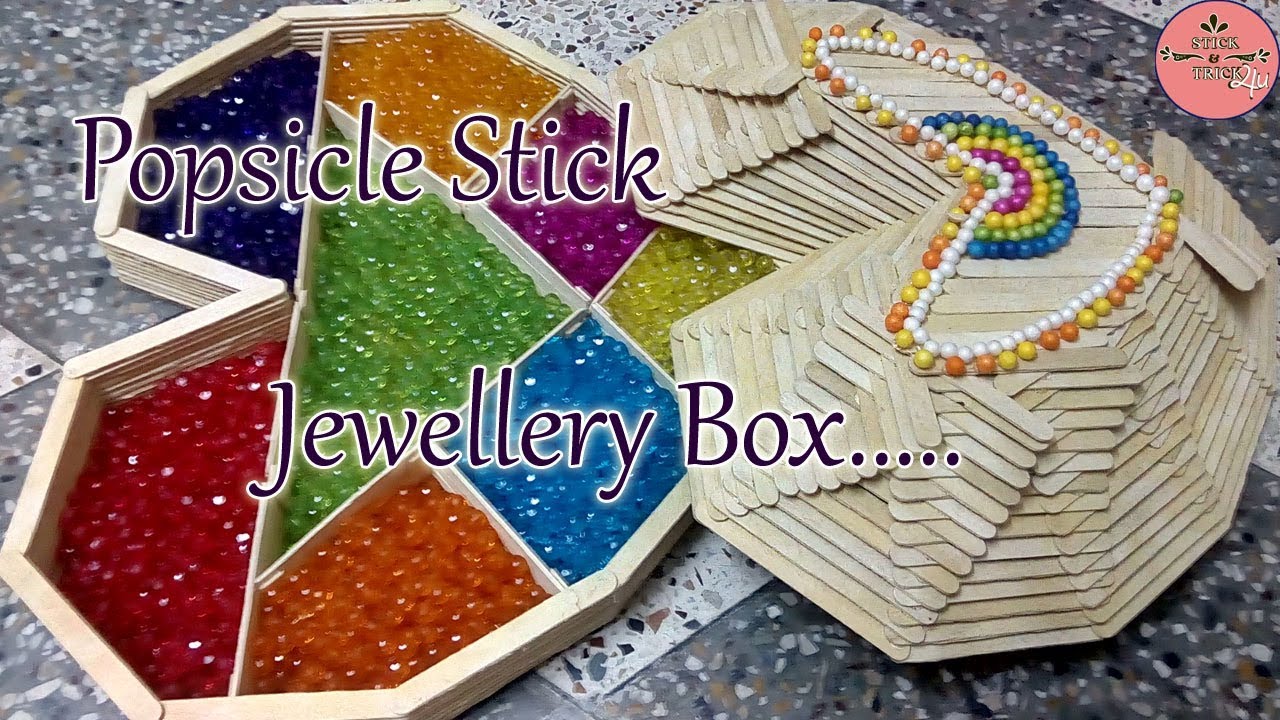 How to make Heart shape Jewellery Box with Popsicle Stick | Ice Cream ...
