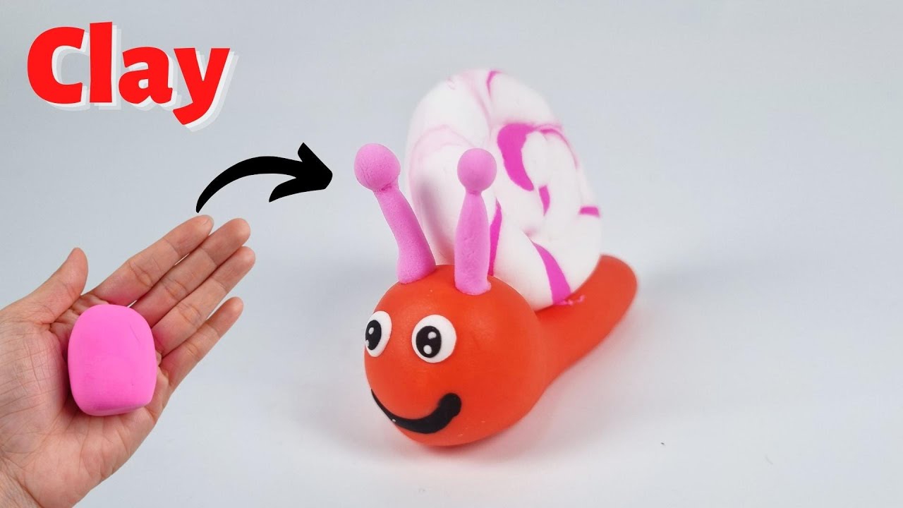 How to make snail clay modelling for kids, Making colourful animal ...