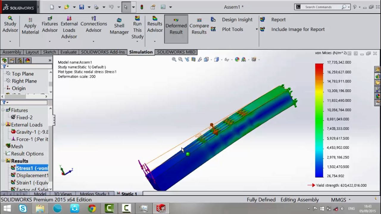 Solidworks tutorial 13 (Stress analysis) - YouTube